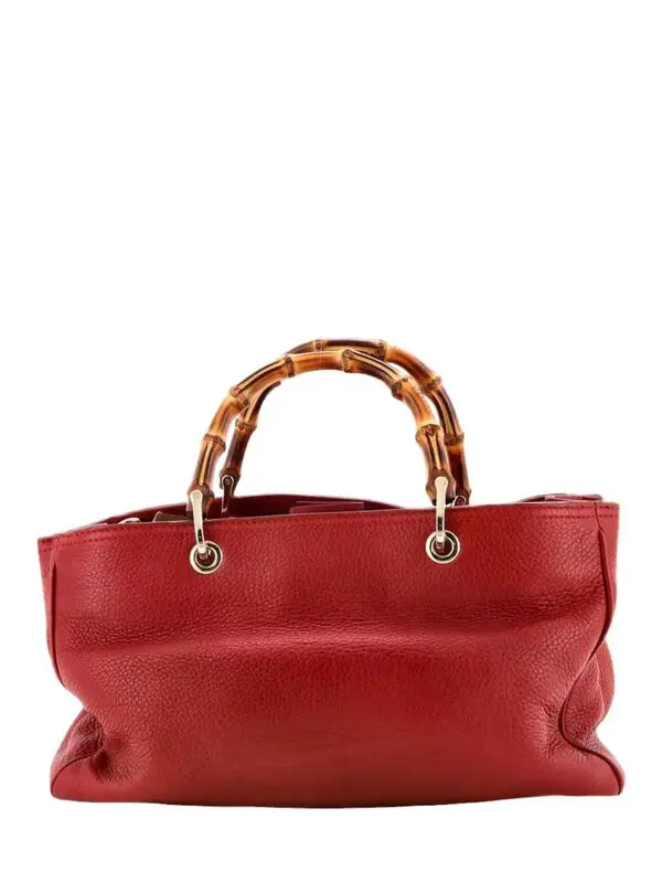 Gucci Bamboo Shopper Leather Medium Tote Bag - Red