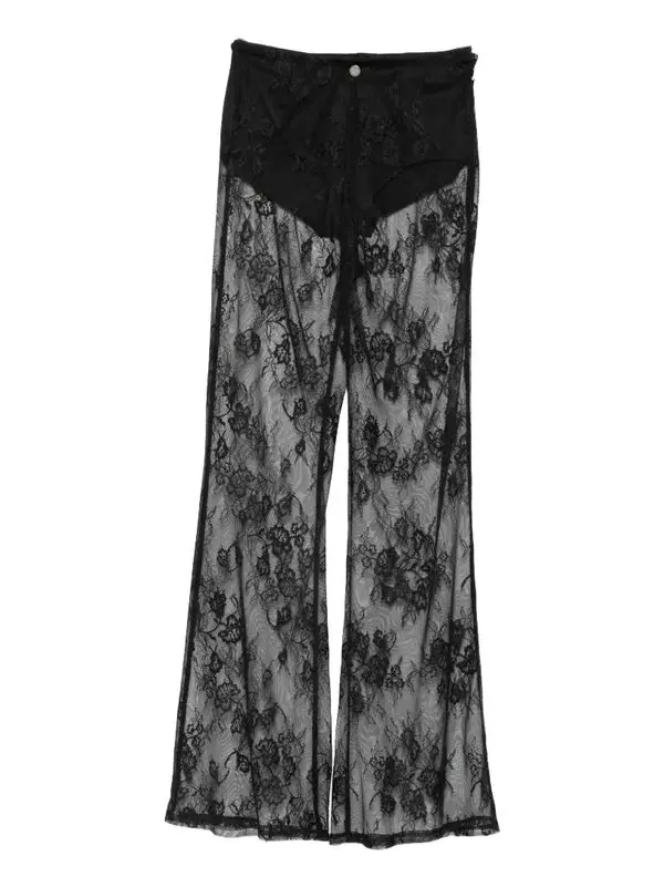 Patrizia Pepe Flared Lace Trousers - Black