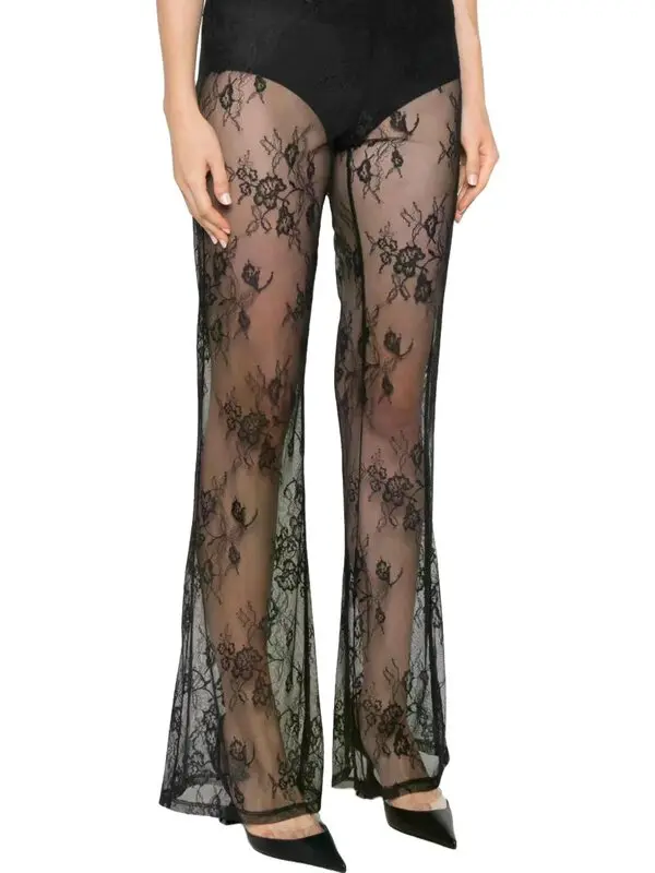 Patrizia Pepe Flared Lace Trousers - Black