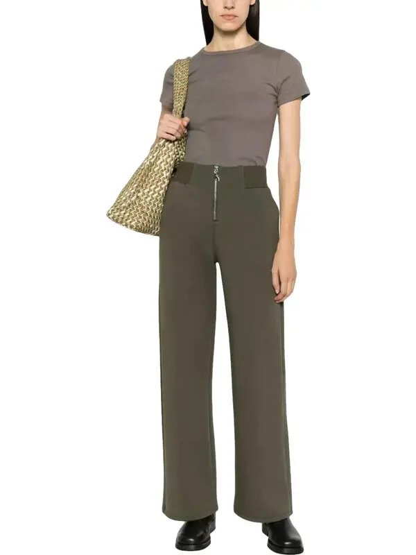 Patrizia Pepe Wide-leg Trousers With Exposed Zip - Green