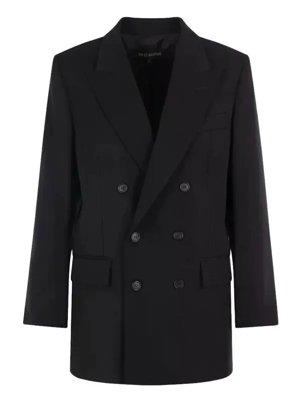 Ter Et Bantine Double-breasted Wool Blazer - Black