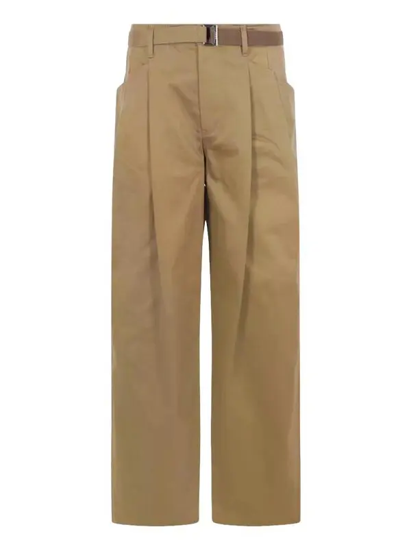 Sacai Belted Pleated Trousers - Neutrals