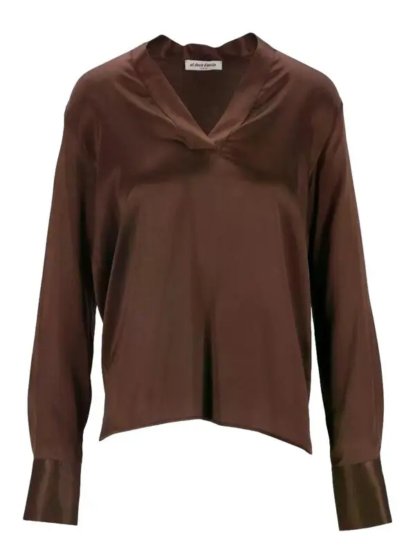 AL DUCA D’AOSTA 1902 V-neck Blouse With Buttoned Cuffs - Brown