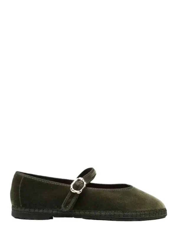 FLABELUS Pierre Velvet Ballet Flats - Green