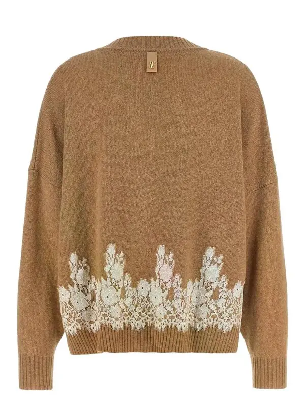 Alberta Ferretti Lace-insert Cardigan - Brown