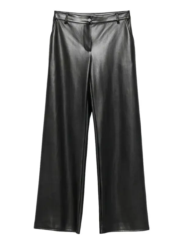 Patrizia Pepe Coated Straight-leg Trousers - Black