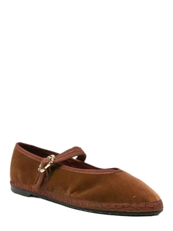 FLABELUS Pierre Velvet Ballet Flats - Brown
