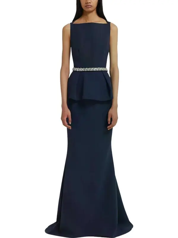 Safiyaa Carter Crystal-embellished Peplum Gown - Blue