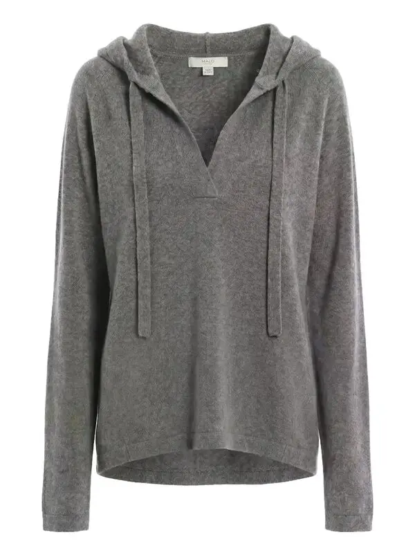 Malo V-neck Cashmere Hoodie - Grey