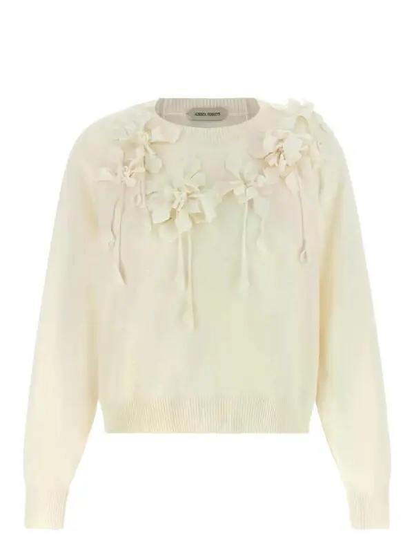 Alberta Ferretti Floral Embroidered Pendant Detail Sweater - Neutrals