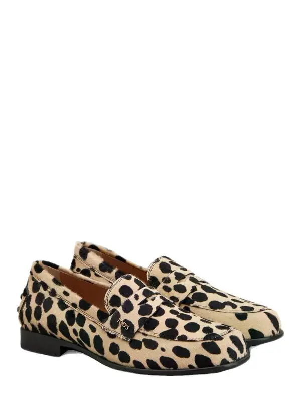 TOD'S Loafers In Pony-effect Leather With Animal Print - Neutrals