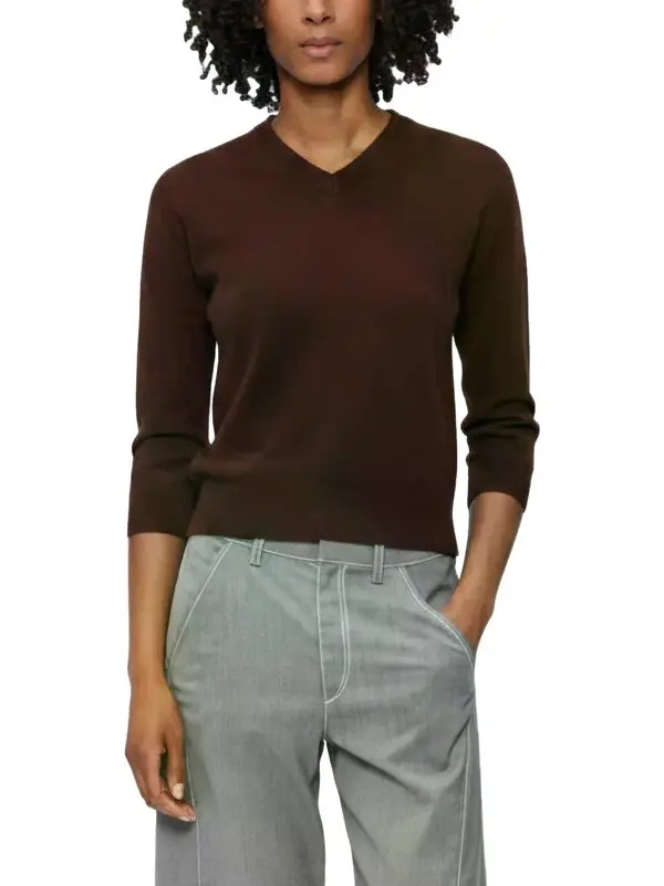 6397 Cashmere V-neck Sweater - Brown