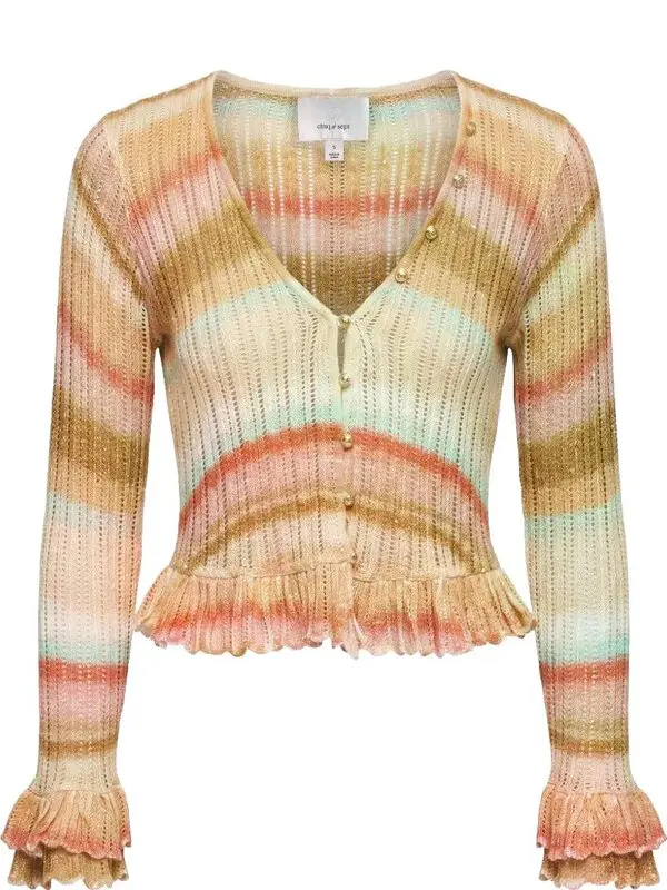 Cinq À Sept Edith Space-dyed Ruffled Cardigan - Neutrals