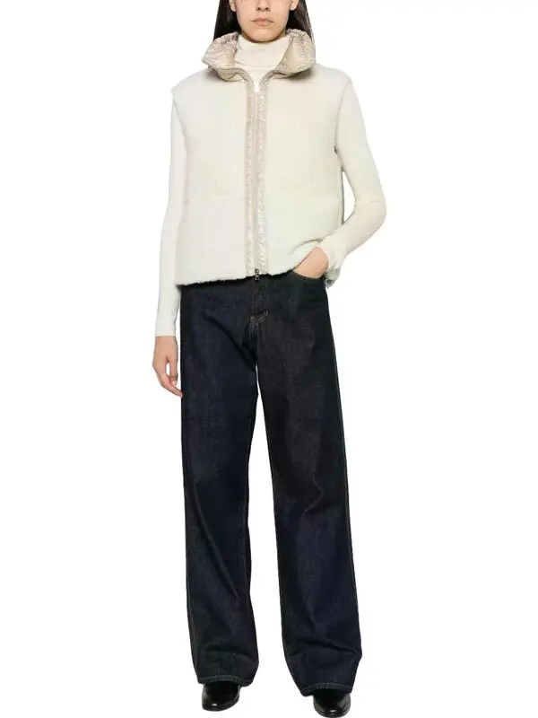 Herno Sequin-embellished Funnel Neck Gilet - Neutrals