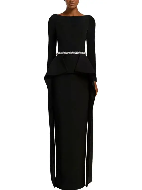 Safiyaa Dylan Crystal Embellished Peplum Top - Black