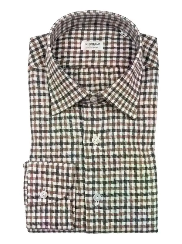 BORRIELLO NAPOLI Check-print Button-down Shirt - Brown