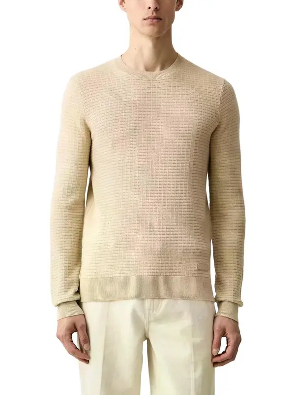 TRUSSARDI Textured Knit Crew Neck Sweater - Neutrals