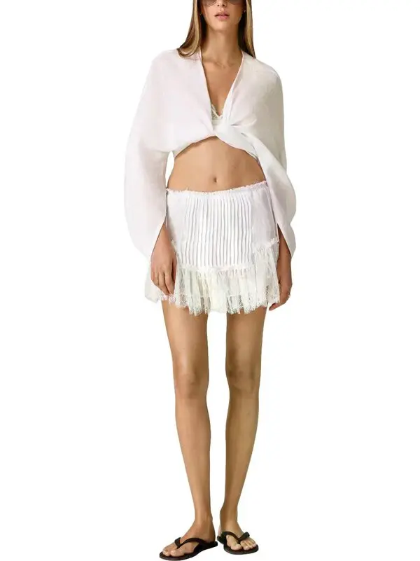 PNK Lace-trim Pleated Skirt - White