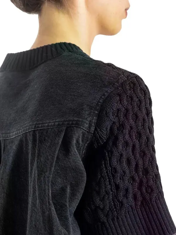 Sacai Denim Panel Sweater - Black