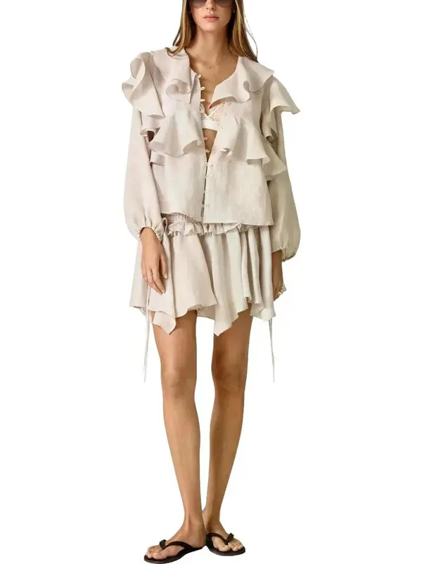 PNK Ruffled Smocked Mini Skirt - Neutrals