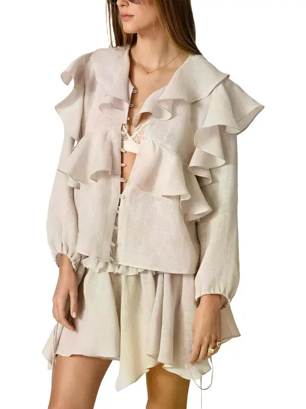 PNK Ruffled Smocked Mini Skirt - Neutrals