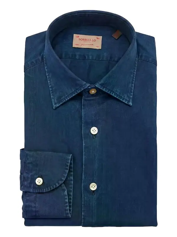 BORRIELLO NAPOLI Classic-collar Long-sleeve Shirt - Blue