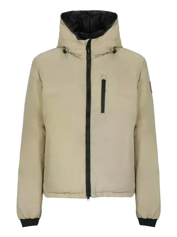 Canada Goose Lodge Hooded Zip-up Jacket With Logo Patch - Neutrals