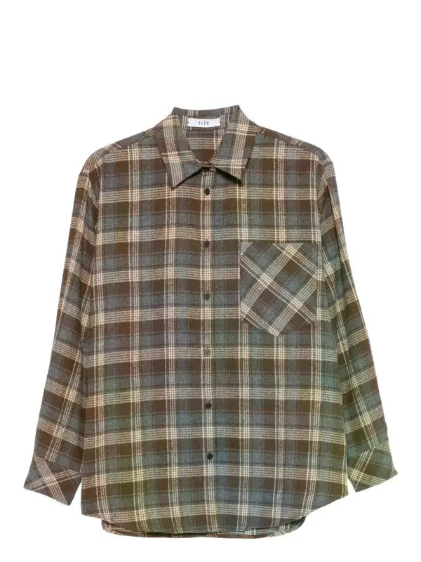 ELEH Checked Chest-pocket Shirt - Brown