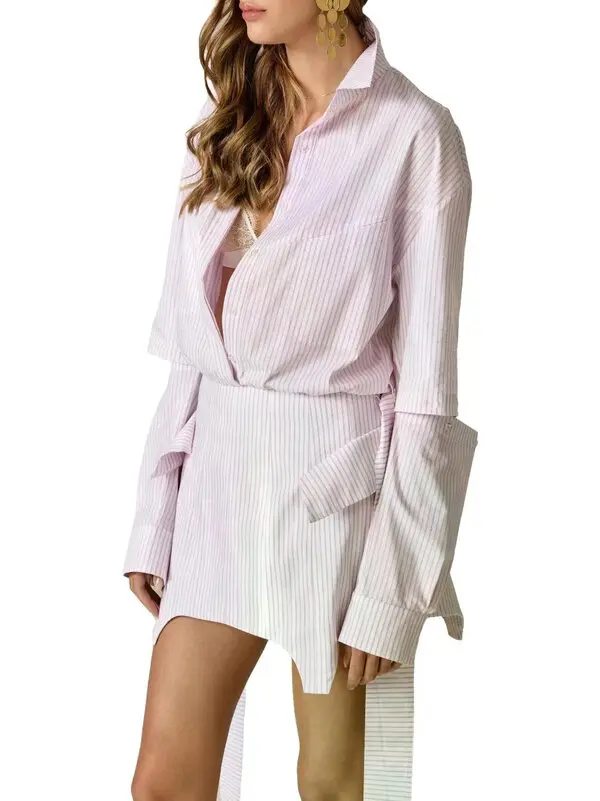 PNK Striped Cut-out Midi Dress - White