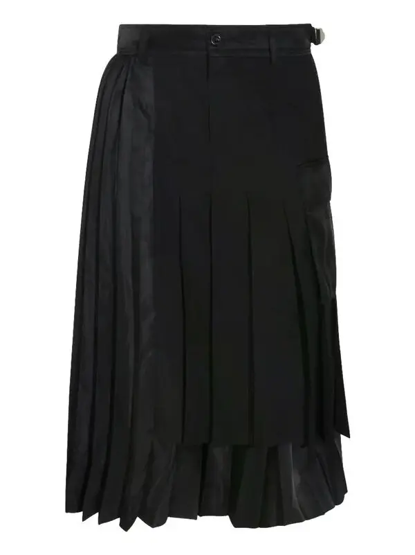 Sacai Layered Pleated Midi Skirt - Black