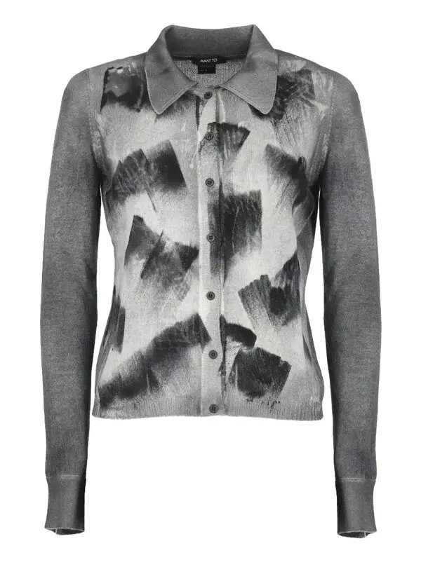 Avant Toi Abstract Patterned Cardigan - Grey