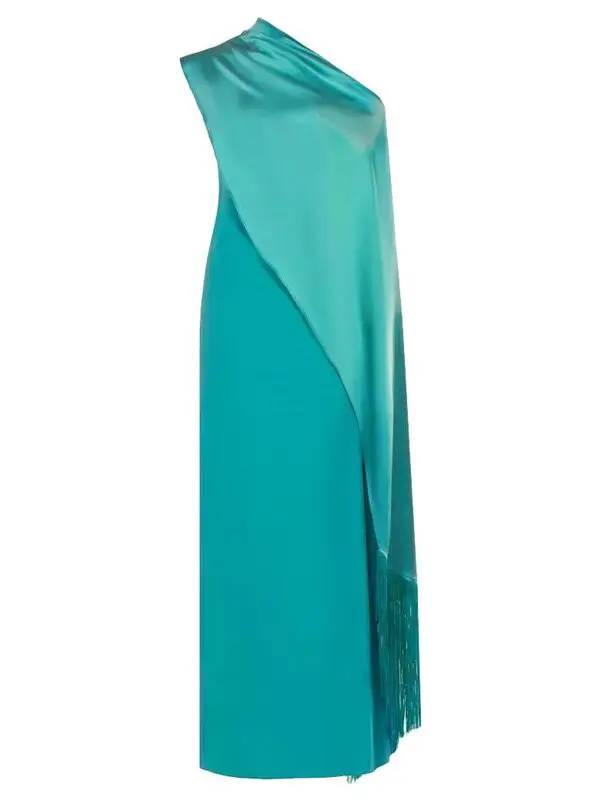 TALLER MARMO Berenson One-shoulder Maxi Dress With Fringe - Blue