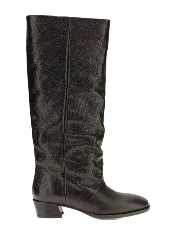 P.a.r.o.s.h Grained Leather Knee-high Boots - Brown