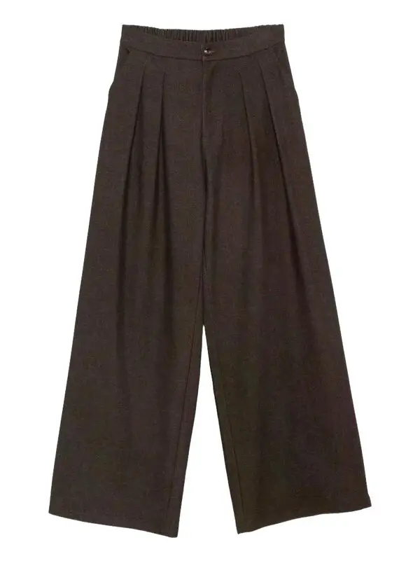 ELEH Pleated Palazzo Pants - Brown