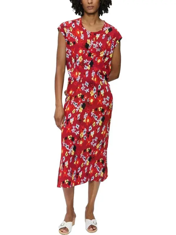 6397 Floral Print Midi Dress - Red