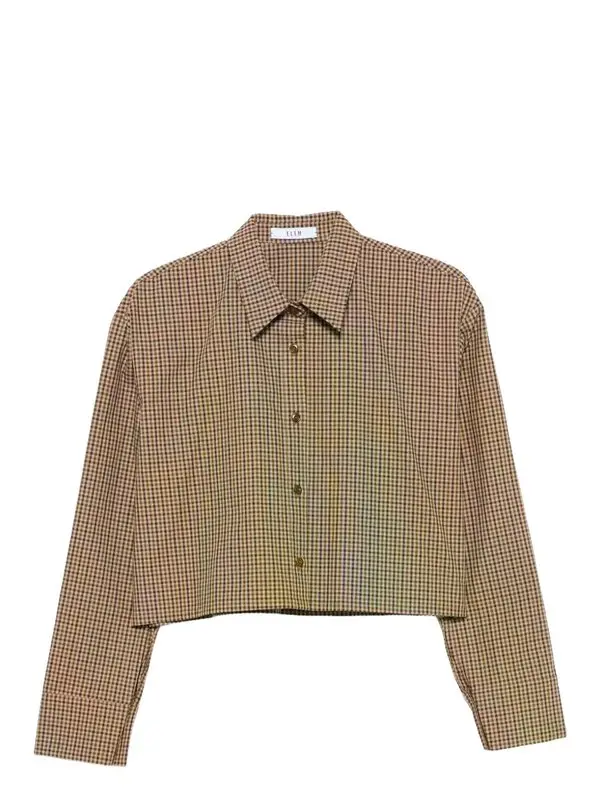 ELEH Cropped Shirt With Check Pattern - Brown