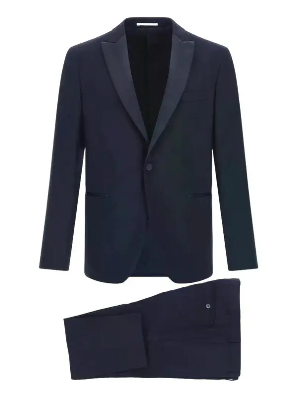 Pal Zileri Satin-trim Peak-lapel Suit - Blue