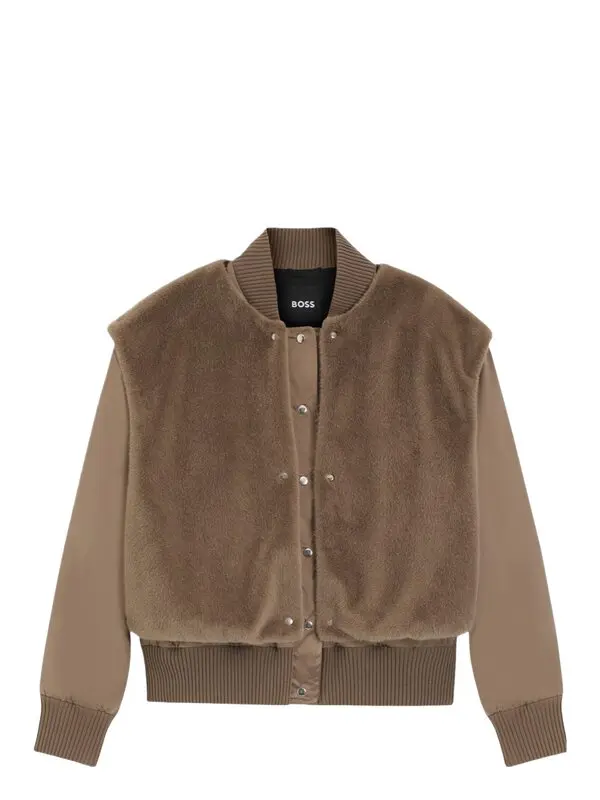 Hugo Boss Boss Bomber Jacket With Removable Faux-fur Gilet - Brown