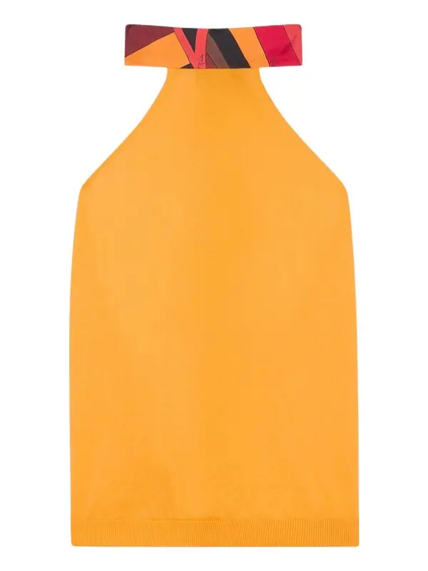 Emilio Pucci Printed-collar Halterneck Top - Orange