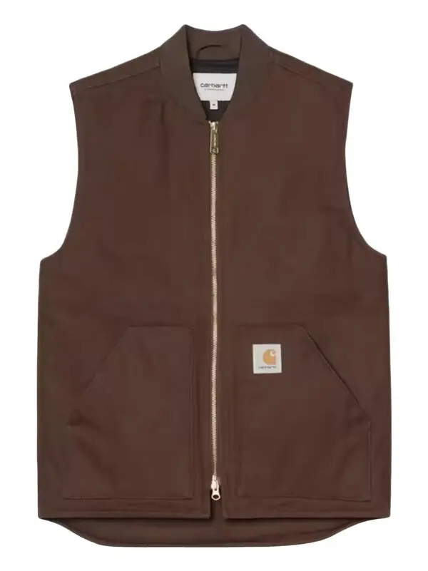 Carhartt Work In Progress Logo Patch Zip Vest - Brown