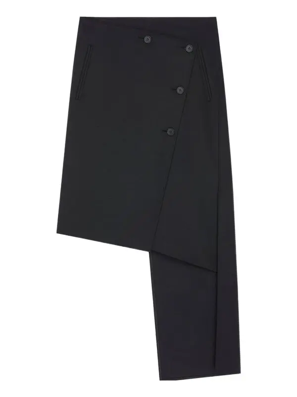 COURREGES Asymmetrical Skirt With Button Fastening - Black