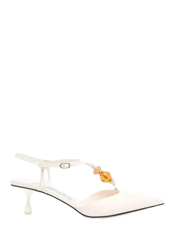 JIMMY CHOO Lauri 50 Embellished Slingback Pumps - White