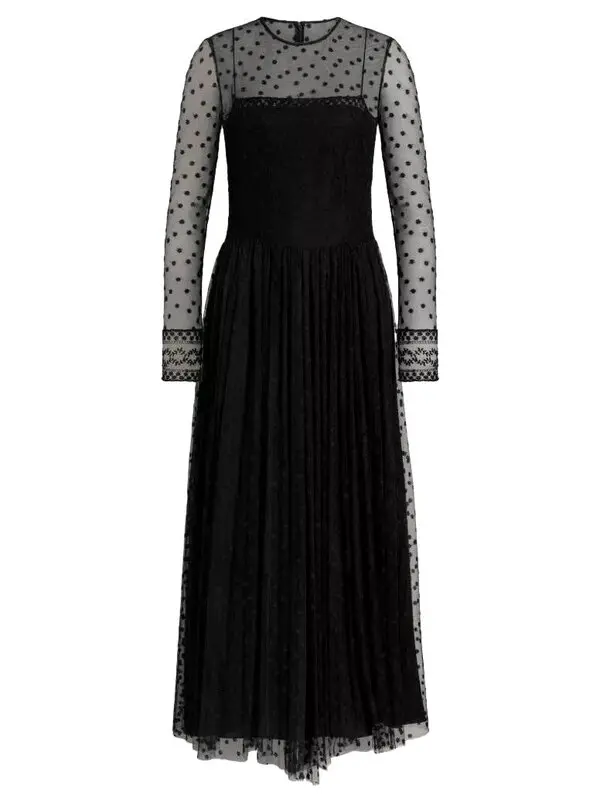 Alberta Ferretti Embroidered Lace Midi Dress - Black