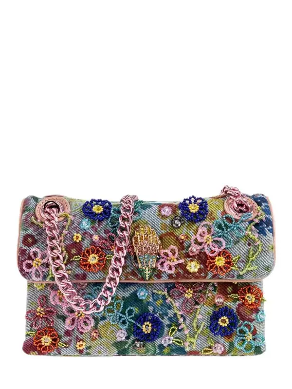 Kurt Geiger Mini Kensington Floral Bead-embellished Shoulder Bag - Blue