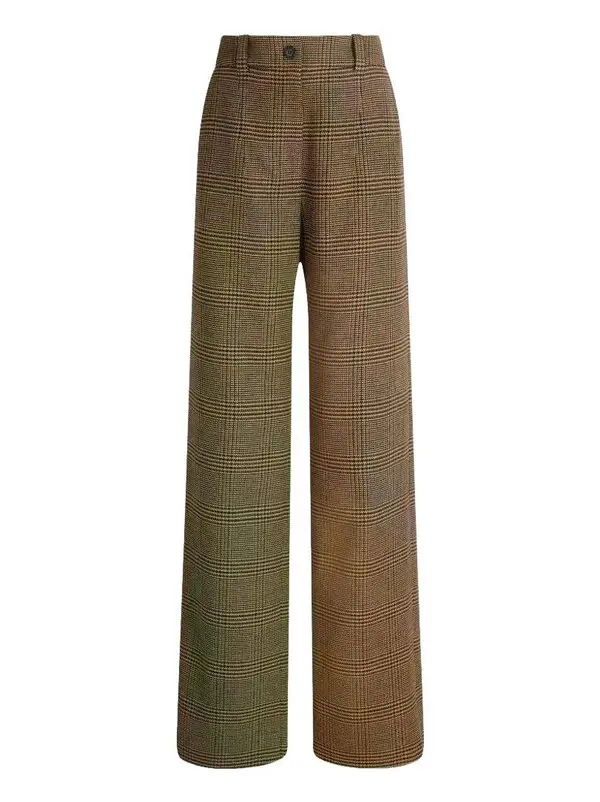 PATOU Prince Of Wales Check Wide Leg Trousers - Neutrals