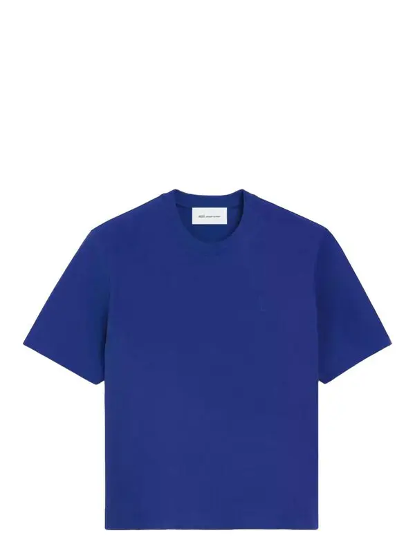 AMI Paris Cotton T-shirt With Embossed De Coeur - Blue