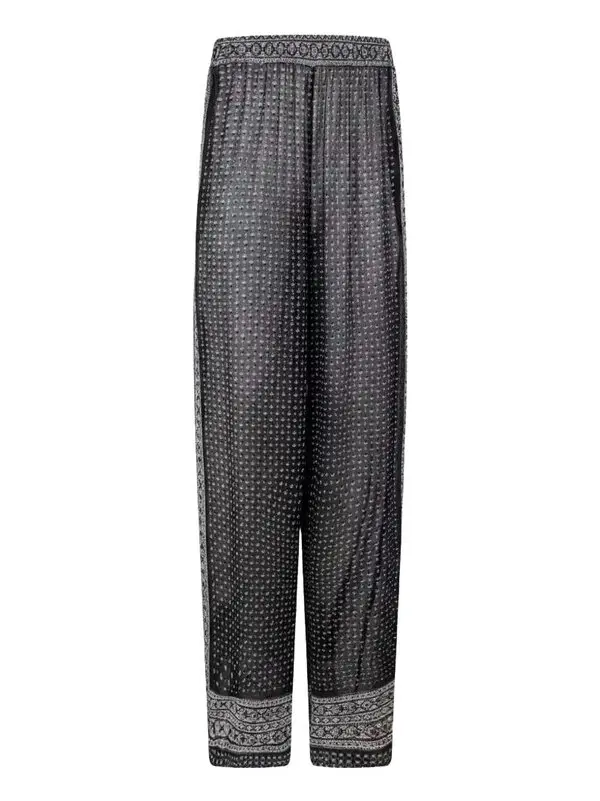 Ermanno Scervino Crystal-embellished Geometric Print Wide-leg Trousers - Black