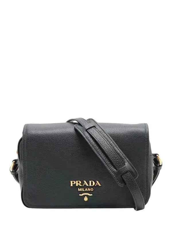 Prada Vitello Phenix Flap Crossbody Bag - Black