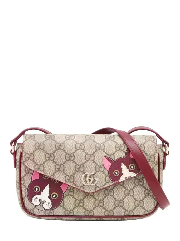 Gucci Gg Supreme Ophidia Cat Pochette Crossbody Bag - Neutrals