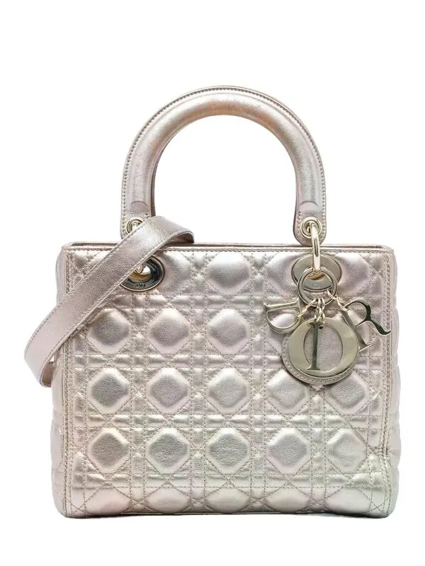 Dior Medium Cannage Lady Satchel - Gold